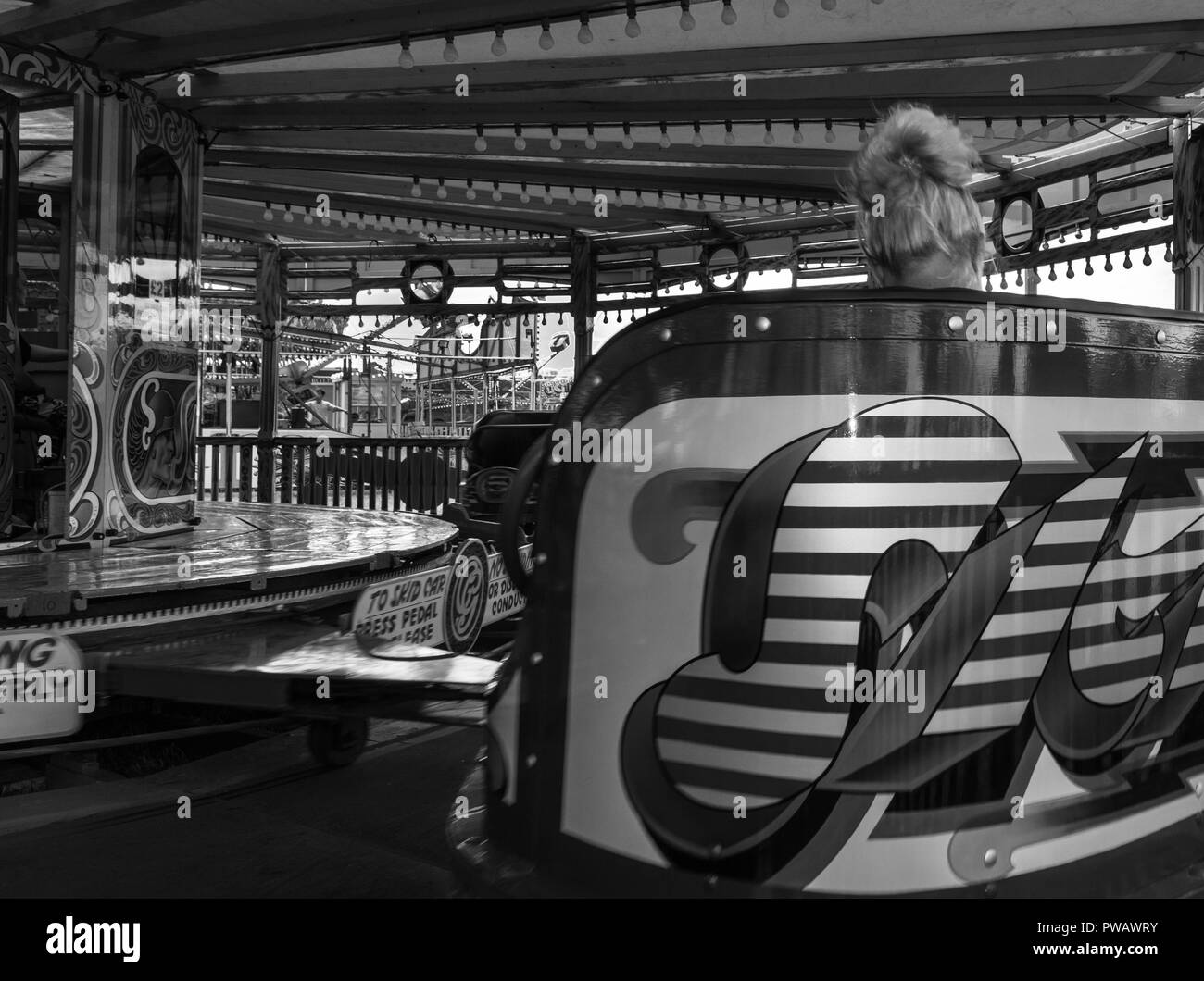 Fairground ride waltzer funfair Black and White Stock Photos & Images ...