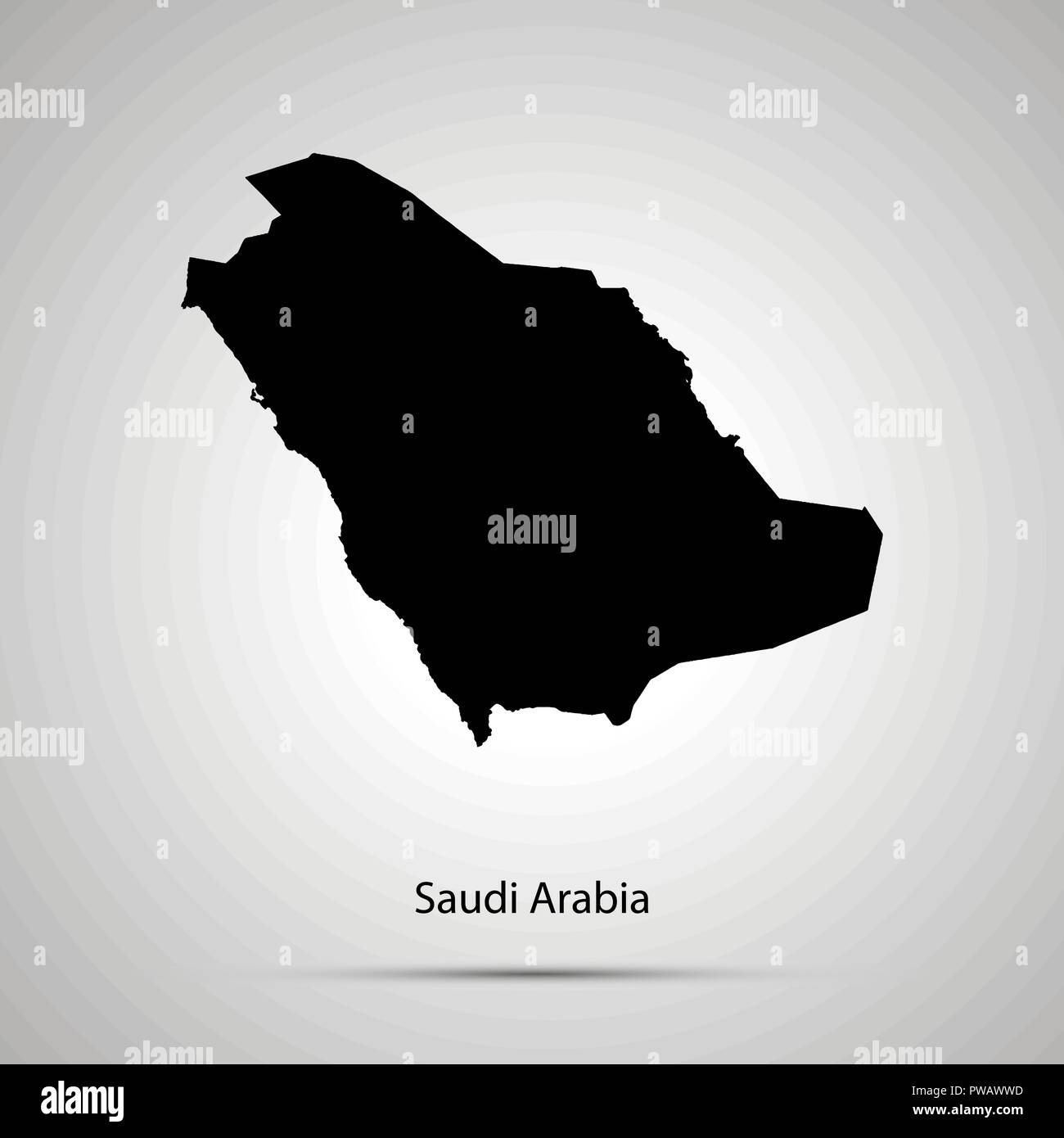 Saudi Arabia country map, simple black silhouette Stock Vector Image ...