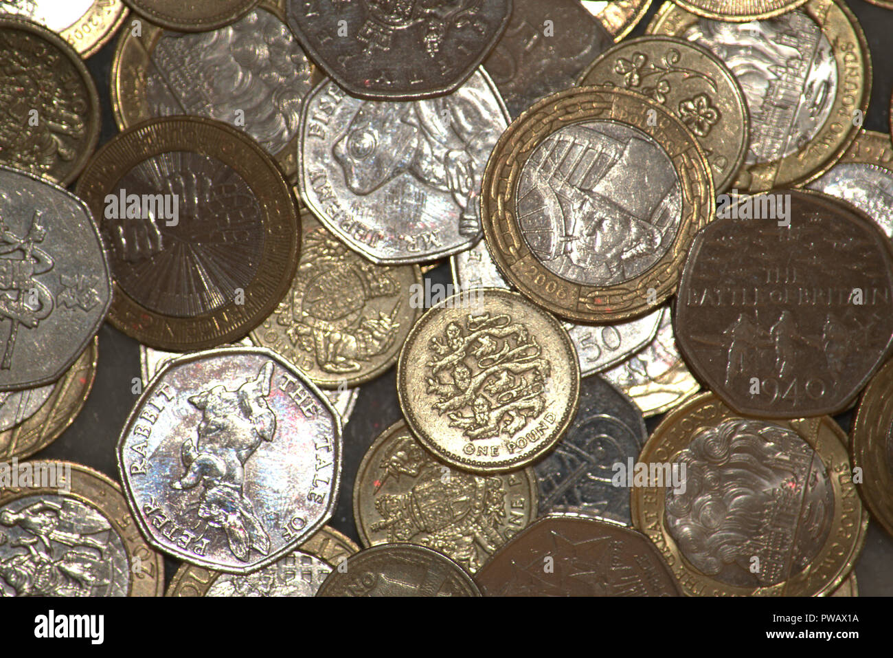Mixed commemorative British coins Stock Photo - Alamy