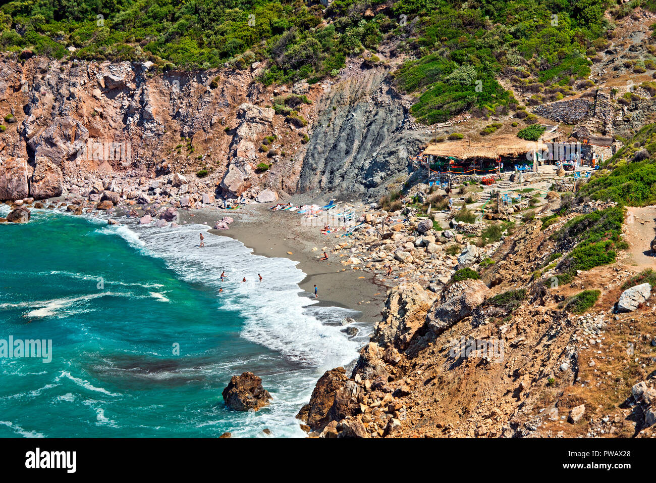 View of Kastro beach and its tavern, from Kastro (literally "castle ...