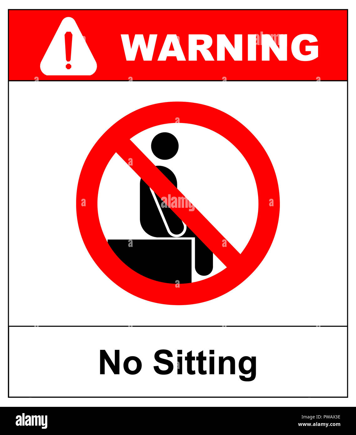 No sitting. Do not sit on surface, prohibition sign, illustration ...