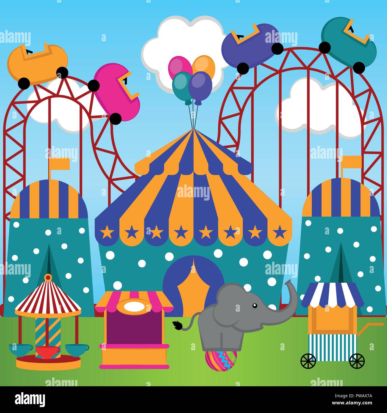 View of a carnival theme park Stock Vector Image & Art - Alamy