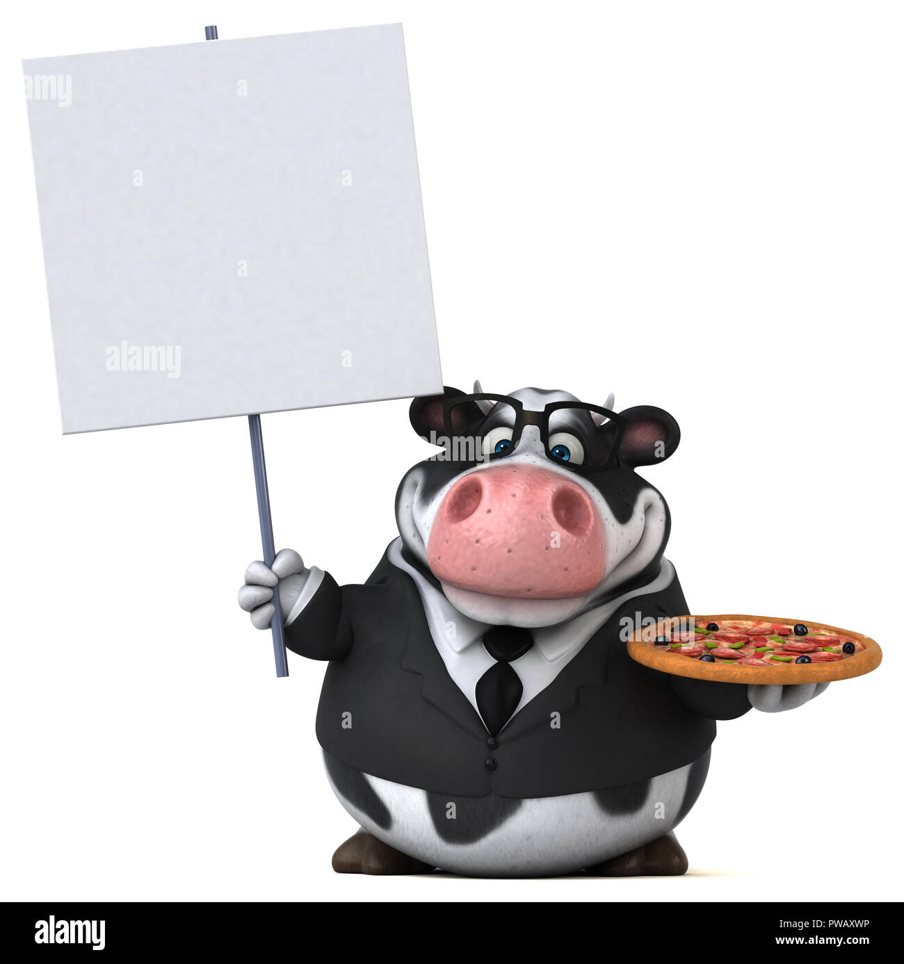 Fun cow - 3D Illustration Stock Photo - Alamy