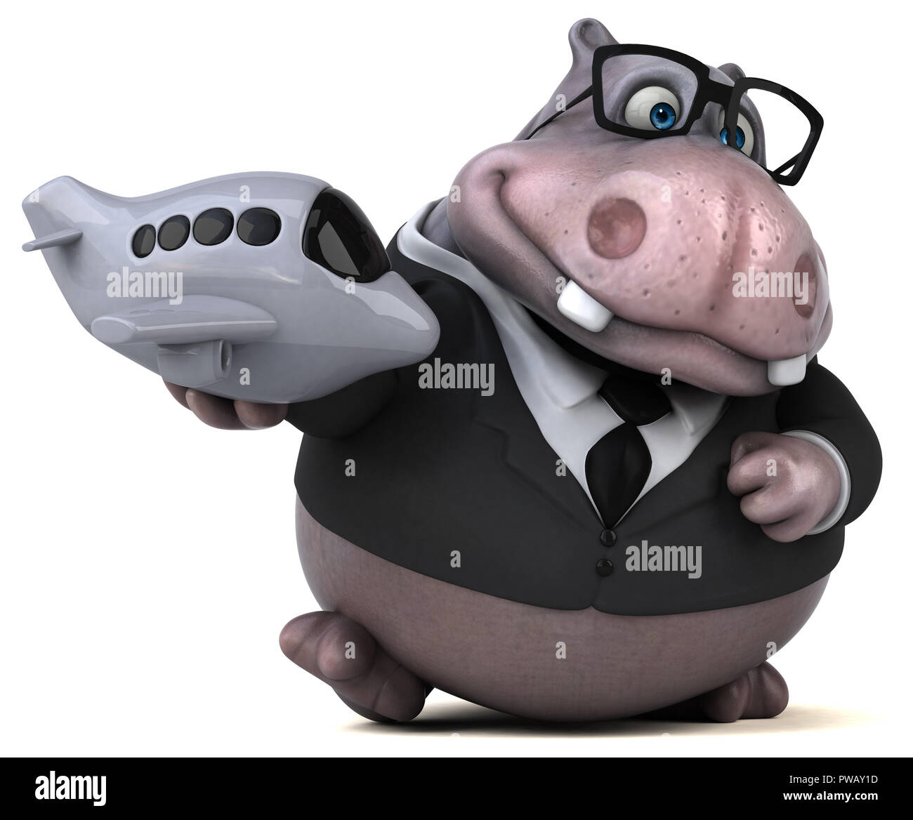 Fun hippo - 3D Illustration Stock Photo - Alamy