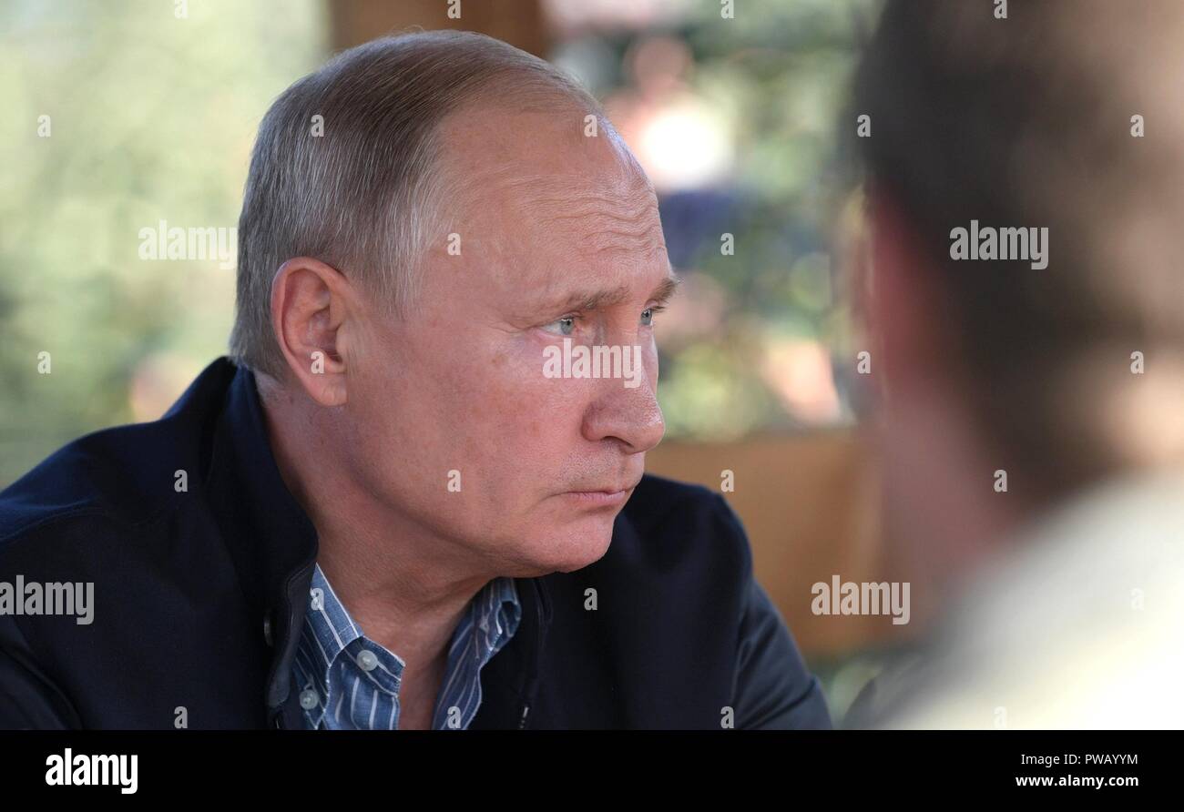 Russian President Vladimir Putin during a lunch with farm workers at ...
