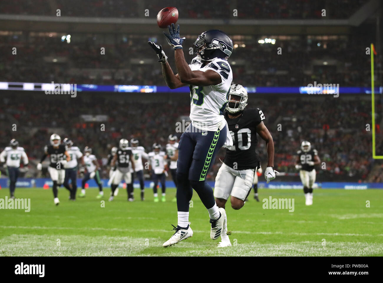 Seattle Seahawks' David Moore catches the ball for a touchdown during ...