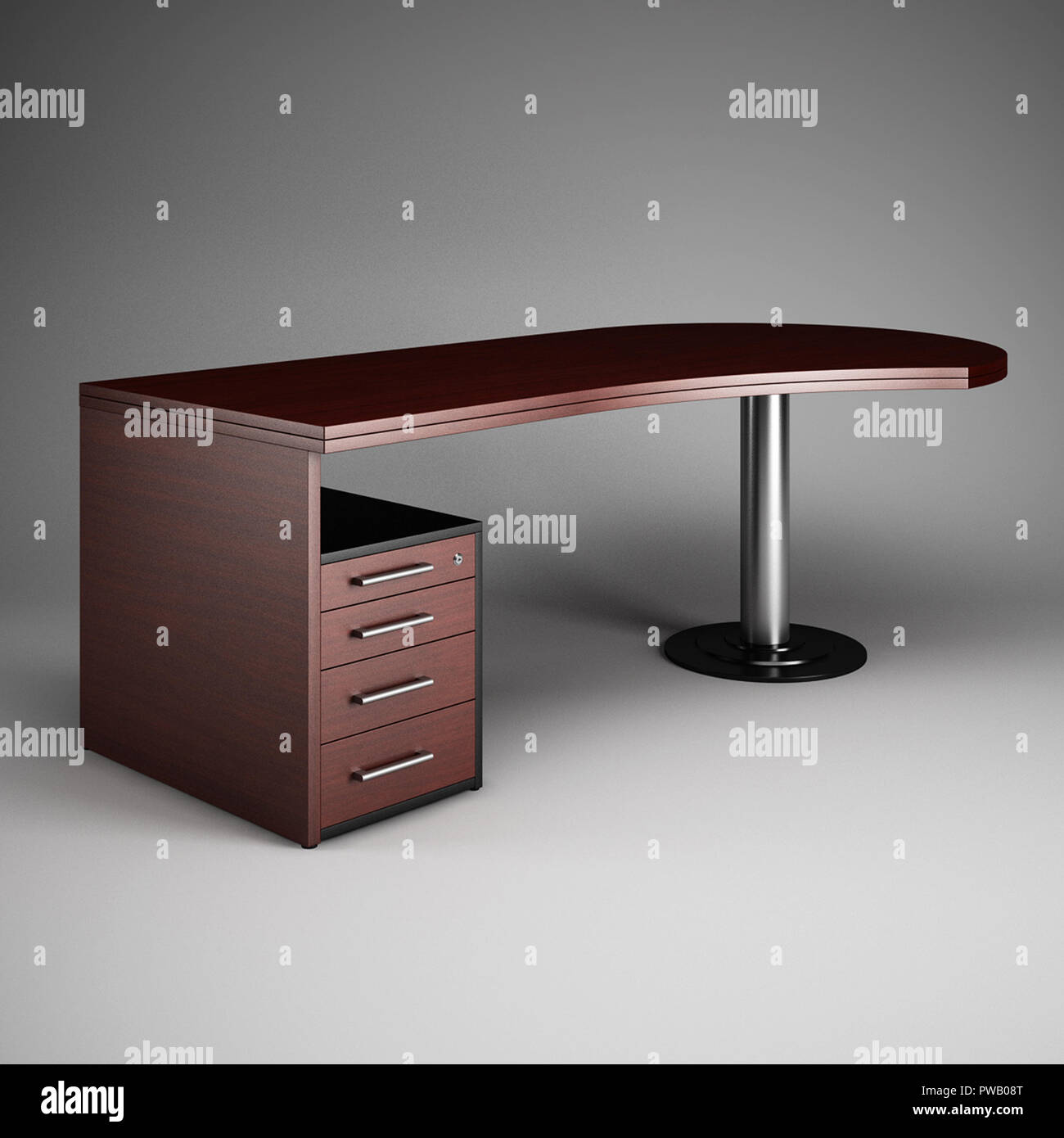 Office furniture: comfortable modern Desk. 3D visualization Stock Photo ...