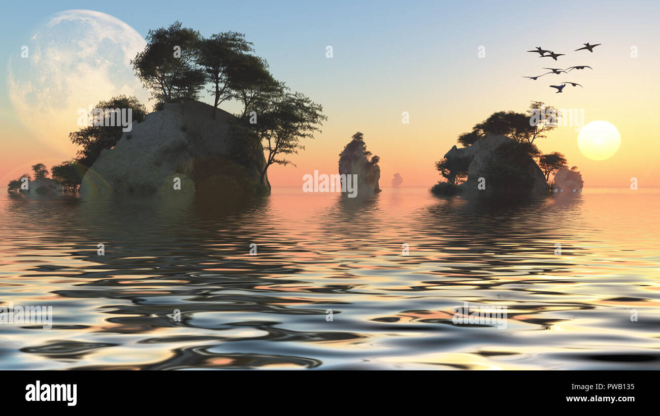 Tropical paradise sunset sunrise 3d hi-res stock photography and images ...