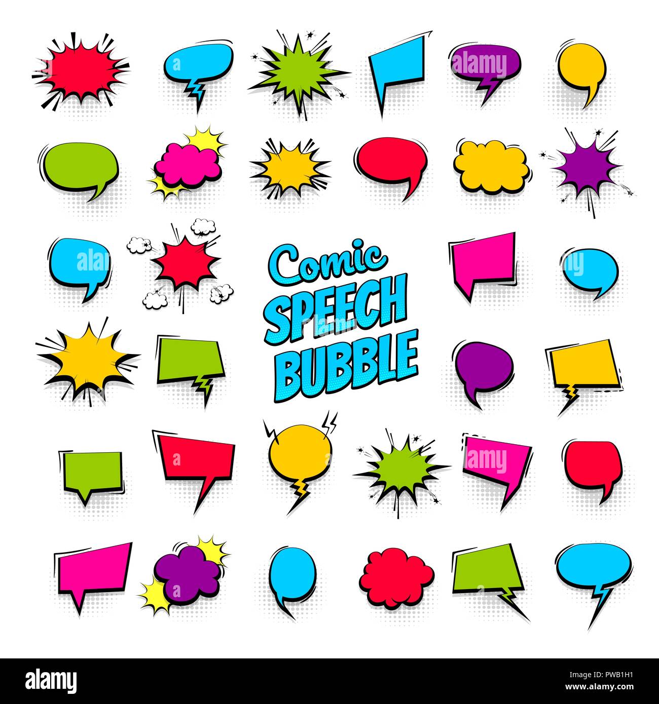 Big set hand drawn effects comic speech bubbles Stock Vector Image ...