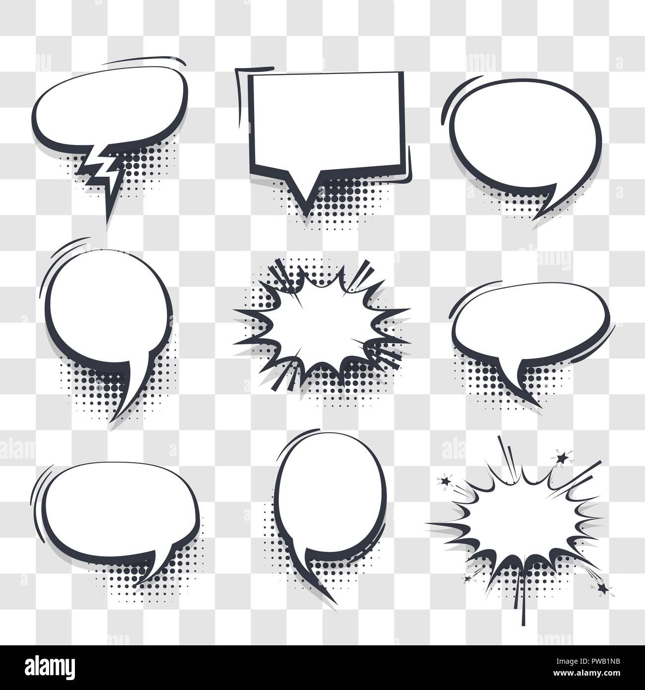Big set hand drawn effects comic speech bubbles Stock Vector Image ...