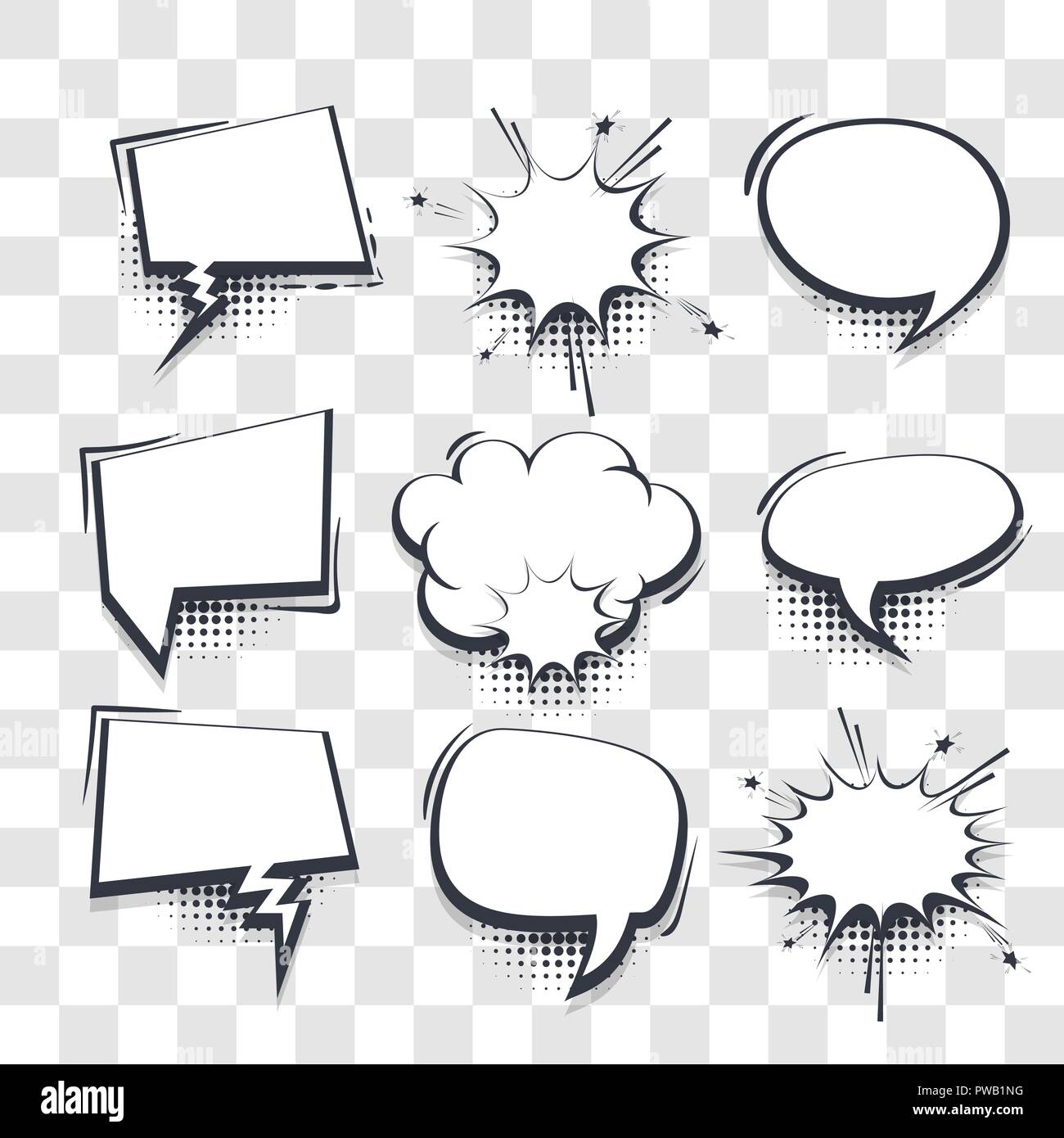 Big set hand drawn effects comic speech bubbles Stock Vector Image ...