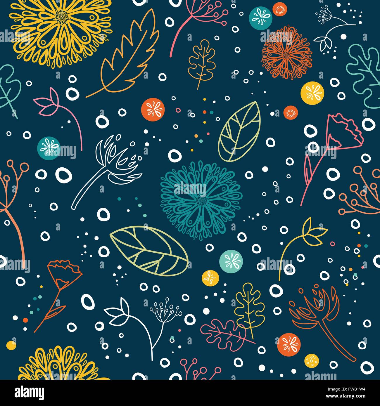 Floral seamless pattern. Colorful ornamental botanical elements ...
