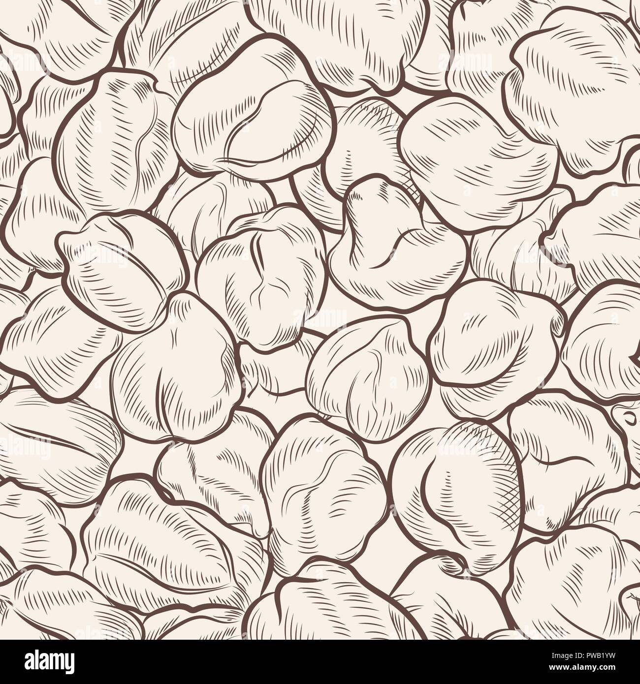 Chickpea sketch seamless pattern. Hand drawn nut background for your ...