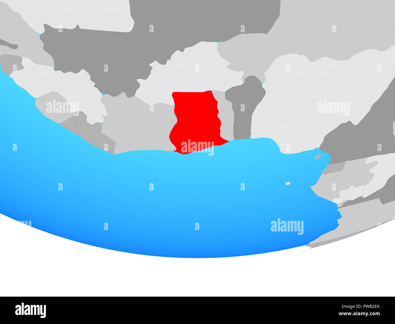 Ghana on simple political globe. 3D illustration Stock Photo - Alamy