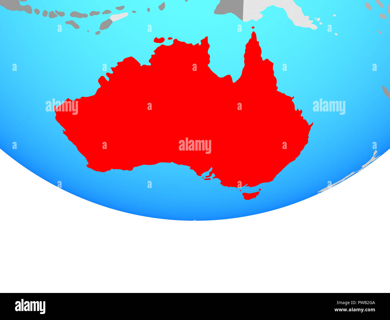 Australia on simple political globe. 3D illustration Stock Photo - Alamy