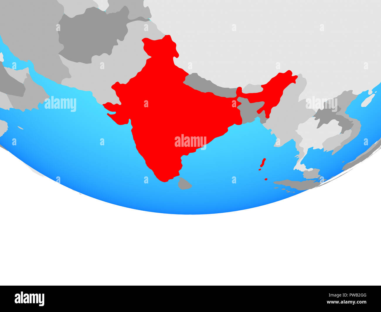 India on simple political globe. 3D illustration Stock Photo - Alamy