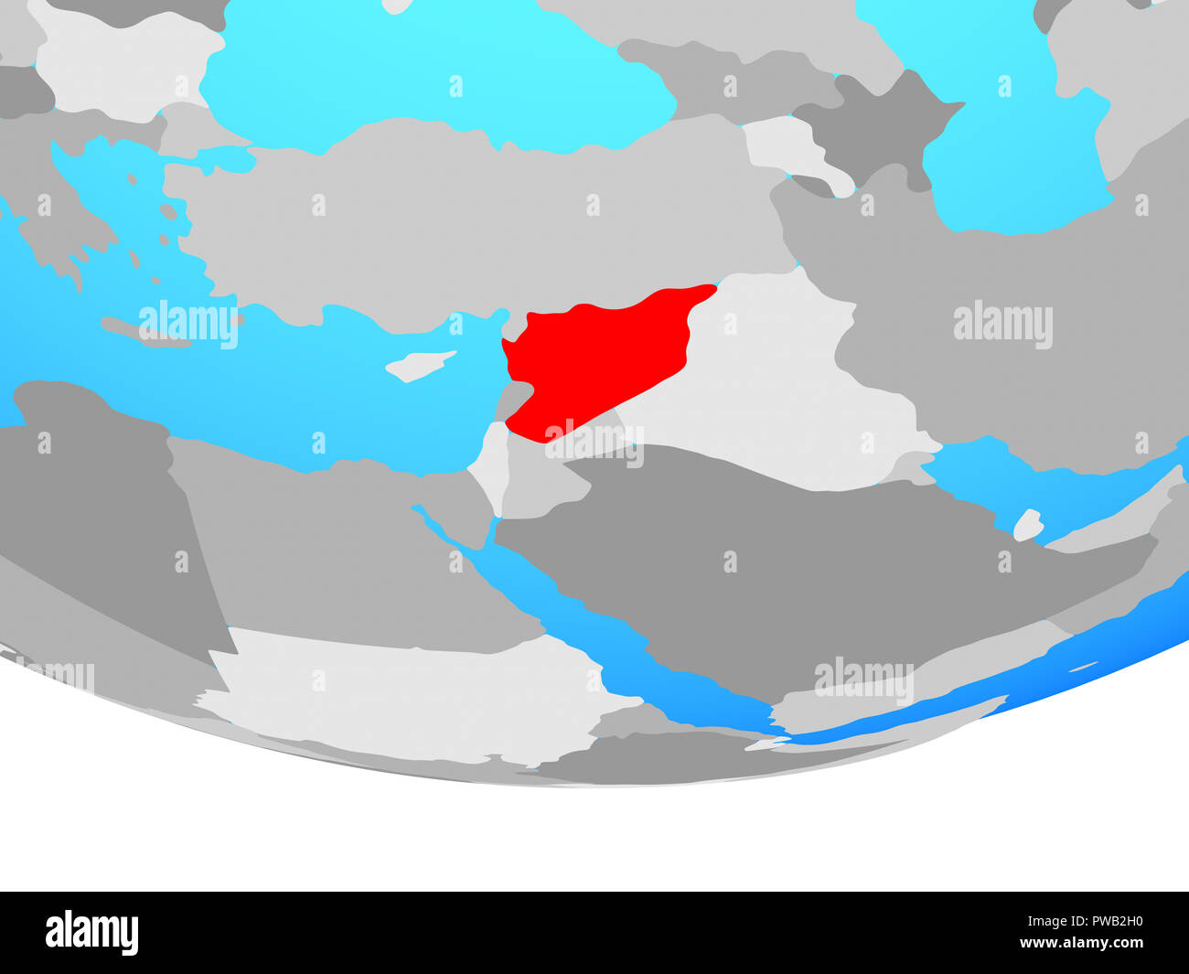 Syria on simple political globe. 3D illustration Stock Photo - Alamy