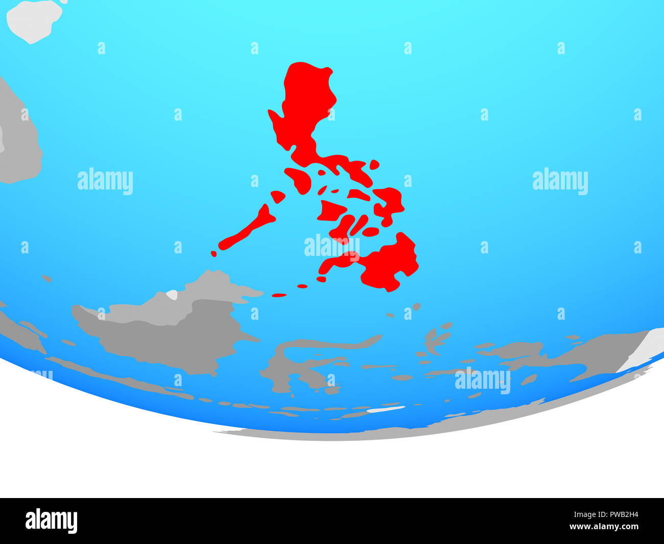 Philippines on simple political globe. 3D illustration Stock Photo - Alamy