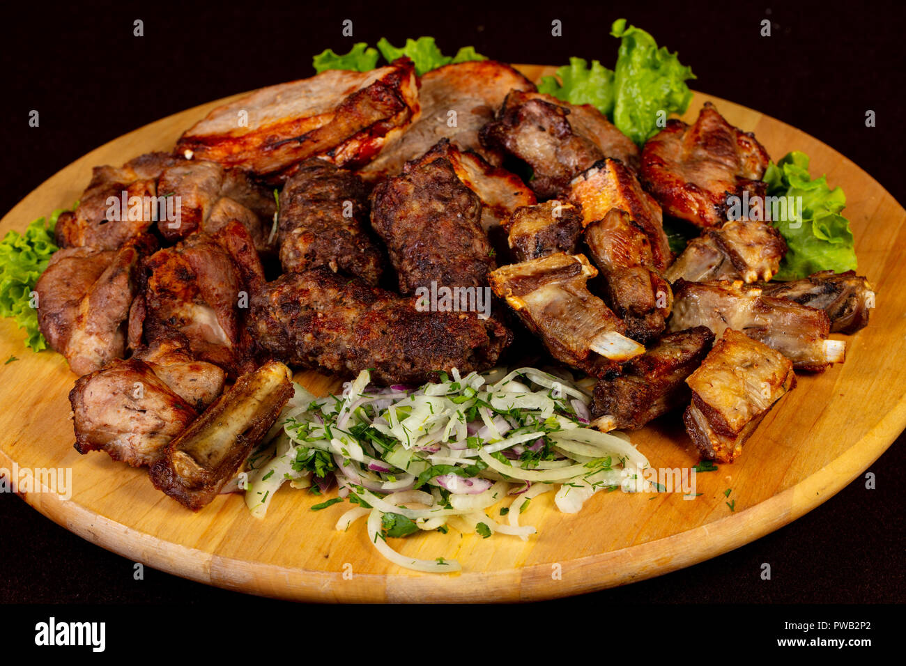Mix plate barbecue with pork and beef Stock Photo - Alamy