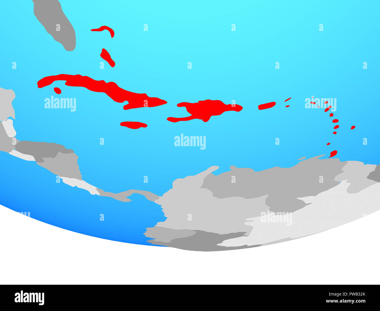 Caribbean on simple political globe. 3D illustration Stock Photo - Alamy