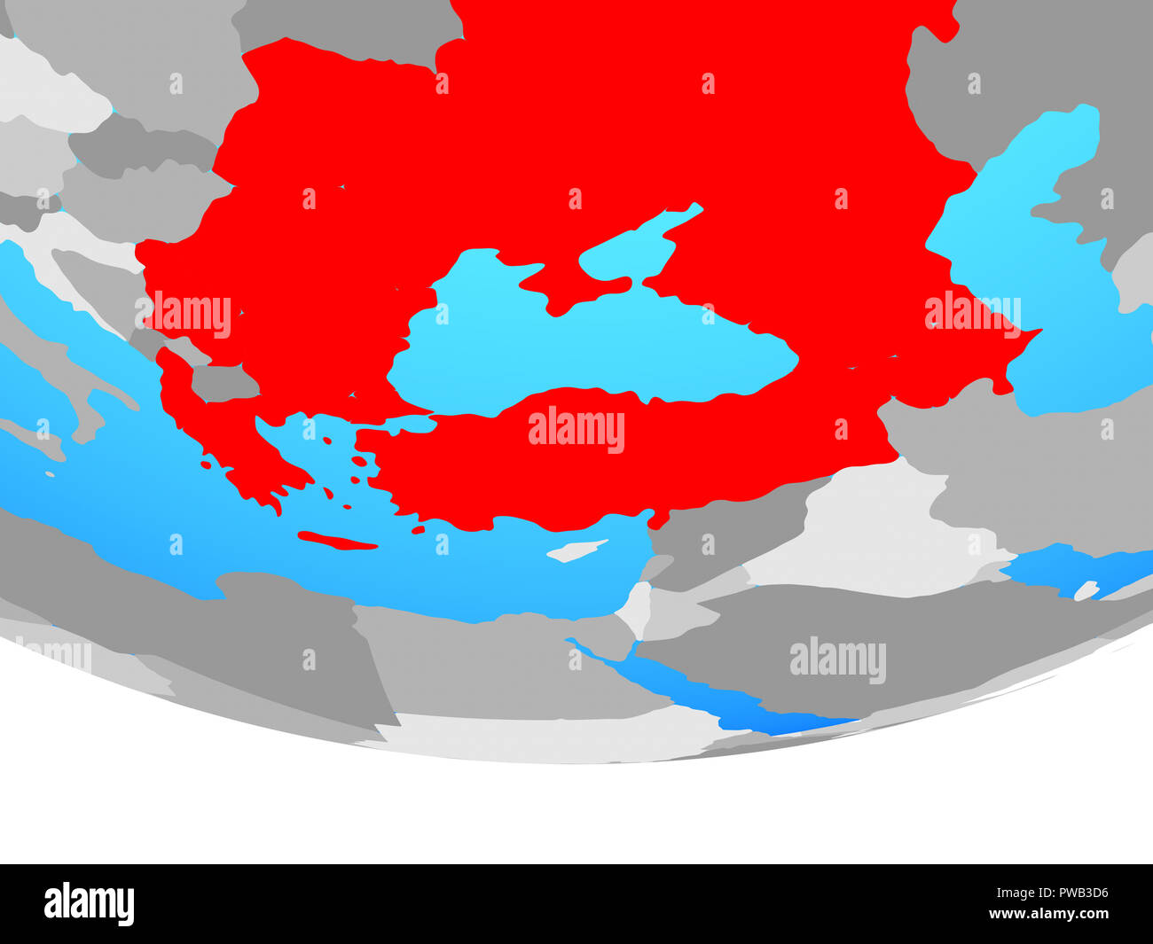 BSEC countries on simple political globe. 3D illustration Stock Photo ...
