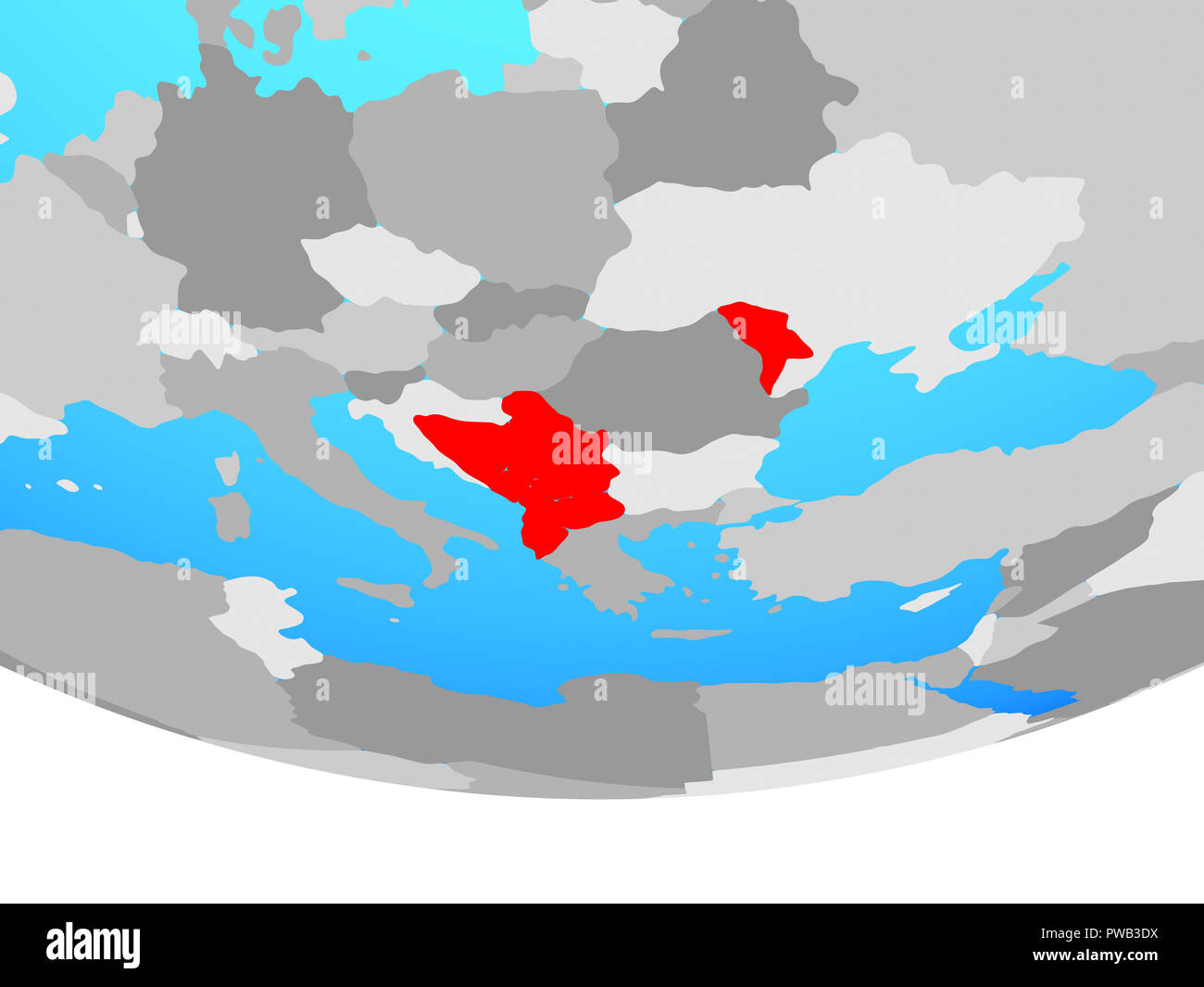 CEFTA countries on simple political globe. 3D illustration Stock Photo ...