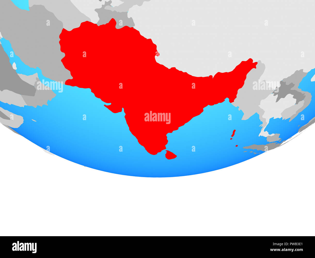 SAARC memeber states on simple political globe. 3D illustration Stock ...