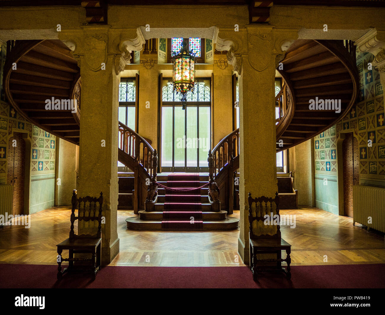 Savoy Castle (Castel Savoia) interior in Gressoney-Saint-Jean in the ...