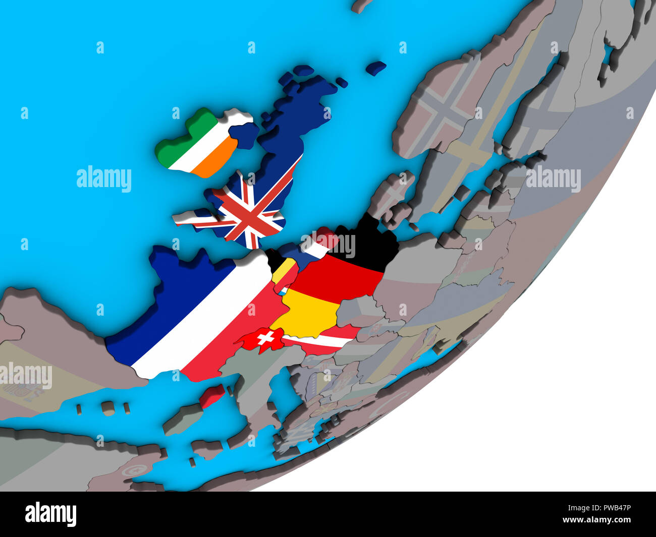 Map western europe flags european hi-res stock photography and images ...