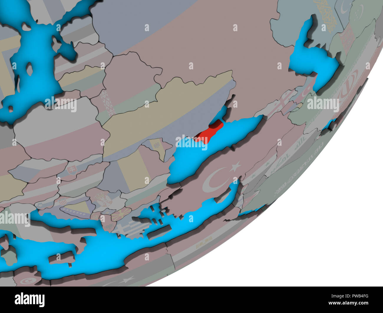 Crimea with national flag on blue political 3D globe. 3D illustration ...