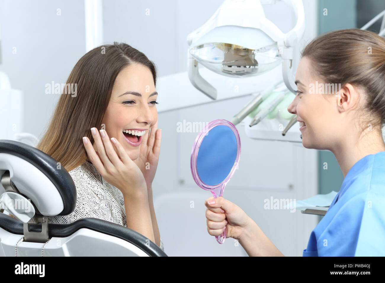 Teenager girl looking mirror checking hi-res stock photography and ...