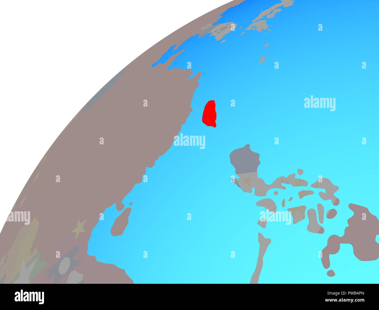 Taiwan with embedded national flag on globe. 3D illustration Stock ...