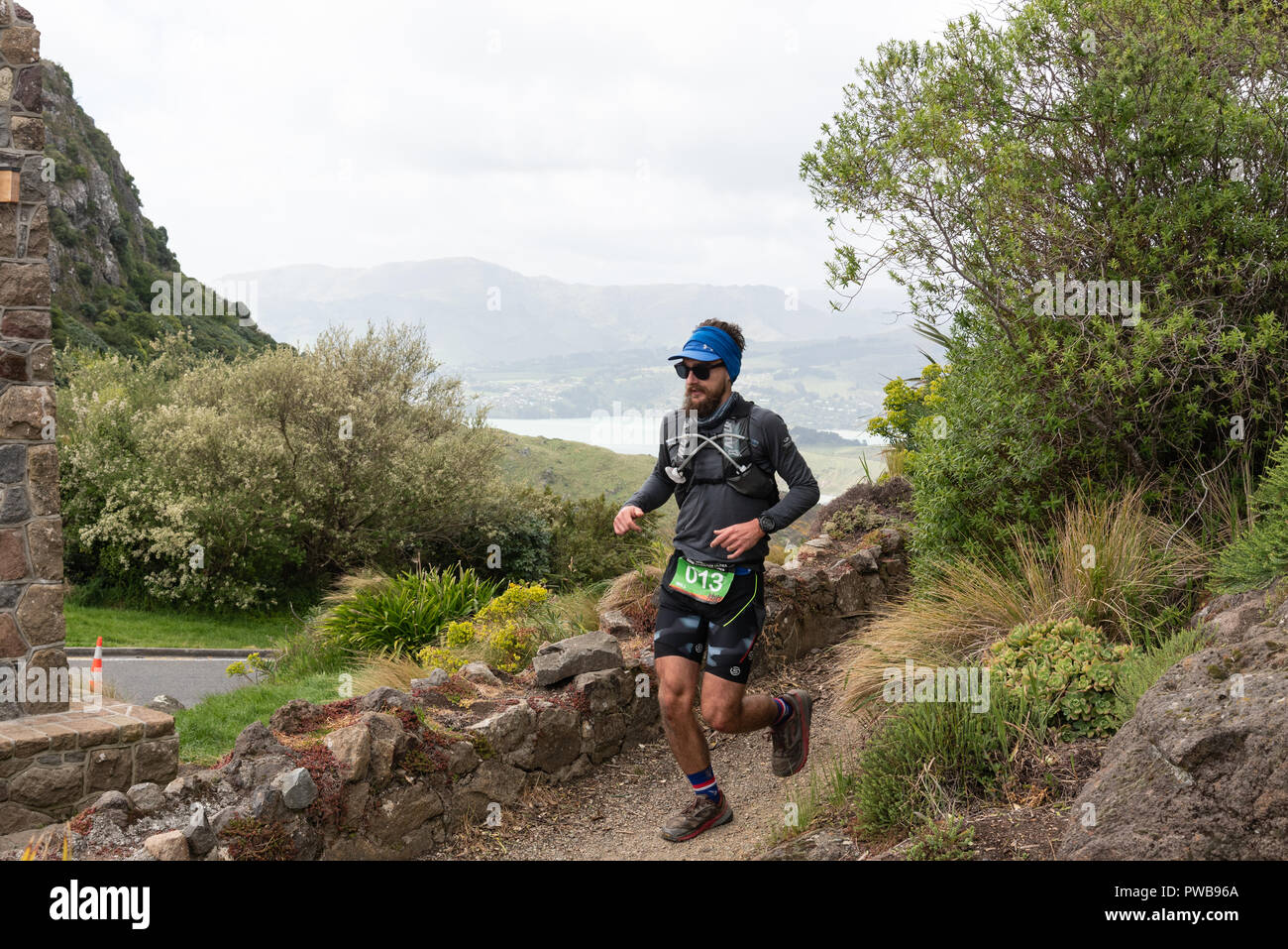 Crater Rim Ultra trail running race. Port Hills, Christchurch, New Zealand Stock Photo - Alamy