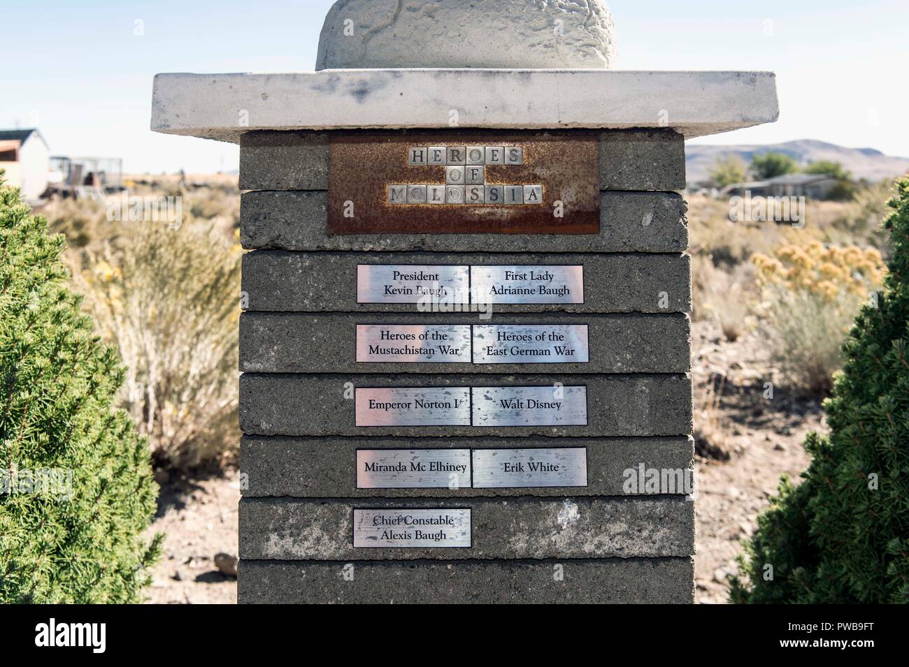 Dayton, Nevada, USA. 14th Oct, 2018. The base of the Heroes of Molossia ...