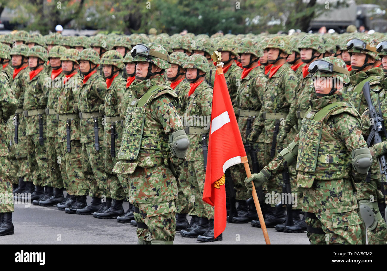 Asaka, Japan. 14th Oct, 2018. Members of Japan Ground Self-Defense ...