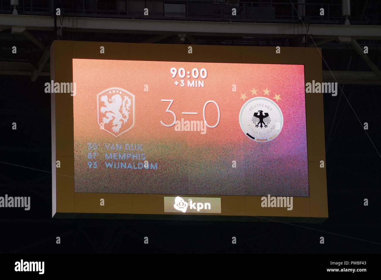 Final score on the scoreboard, display, monitor, video wall, screen ...