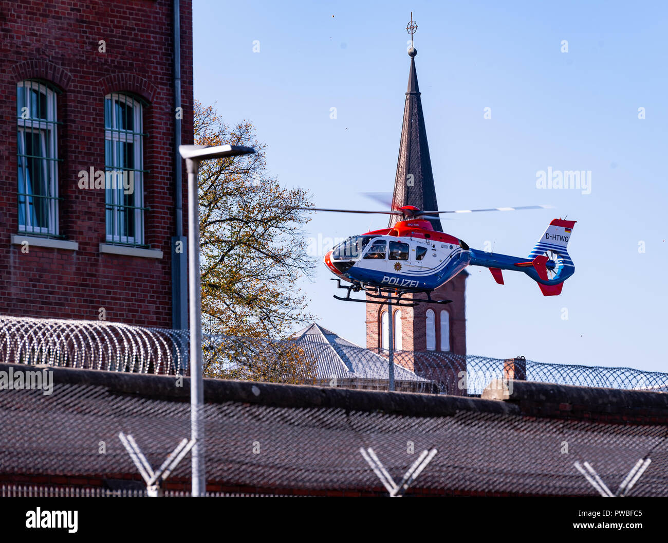 15 October 2018, Hamburg: A police helicopter with terrorist helper ...