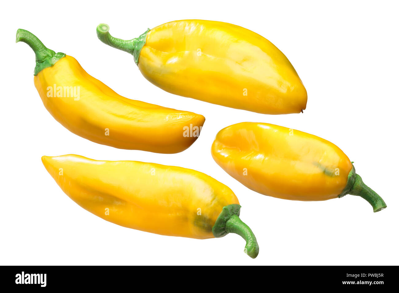 Patrizia Sweet Yellow Peppers (Capsicum annuum fruits), whole ripe pods ...