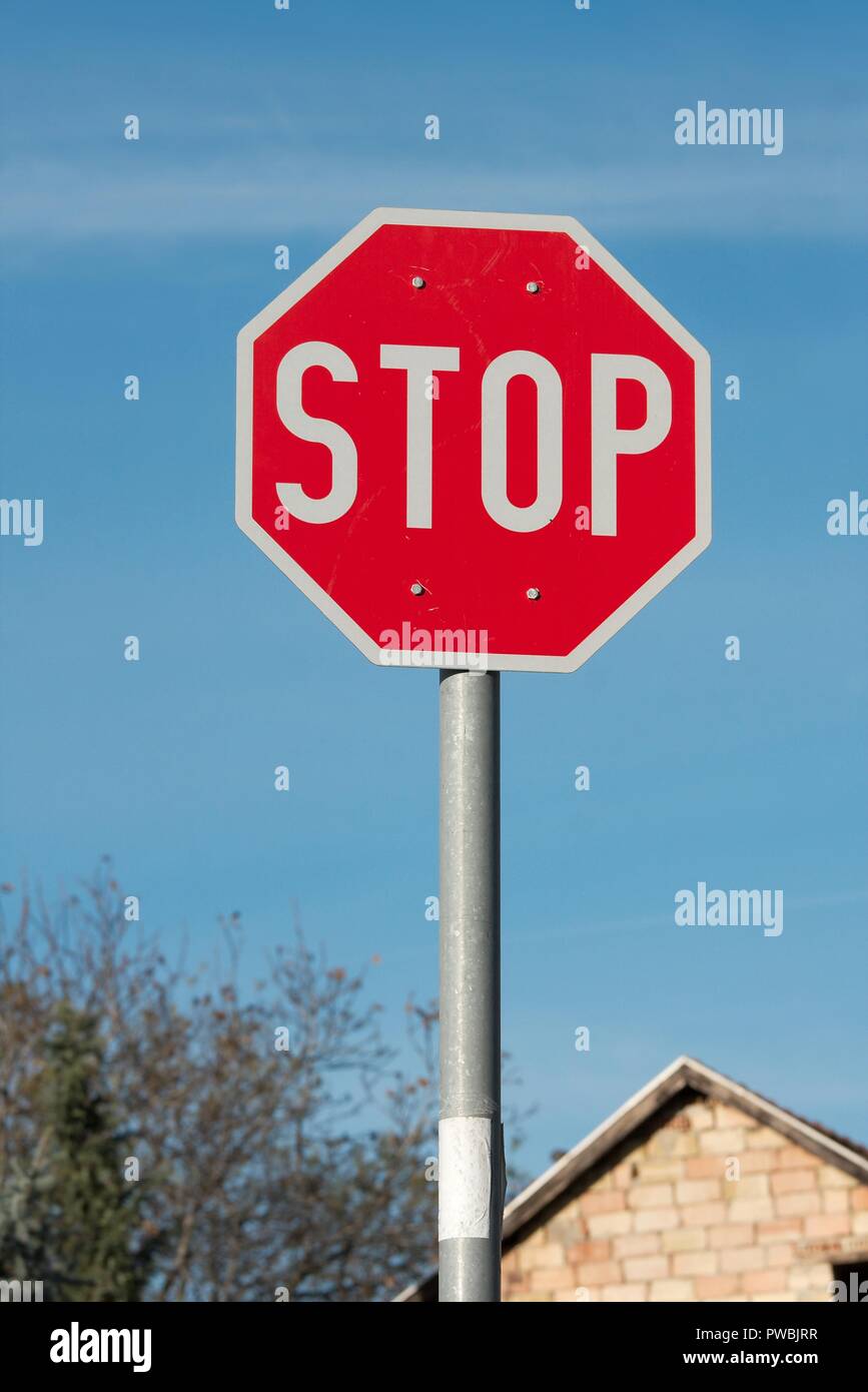 Stop sign closeup Stock Photo - Alamy
