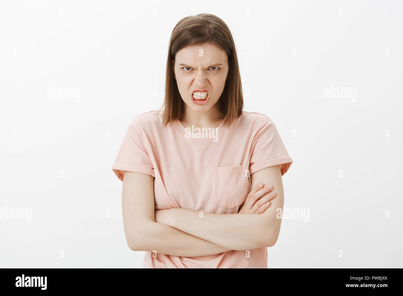 Hate, anger and negative emotions concept. Portrait of outraged and ...