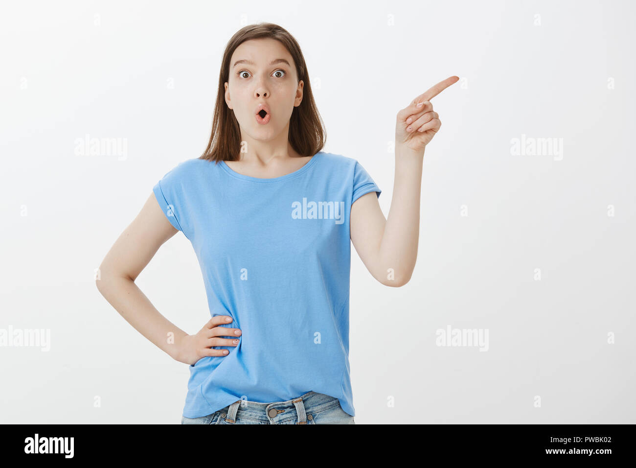No Way Look At This Awesome Place Shocked Impressed Attractive Woman