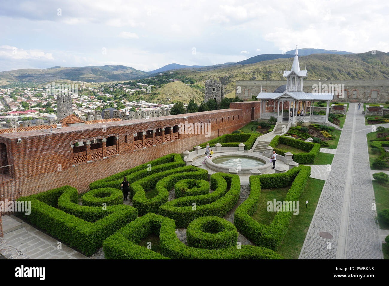 Akhaltsikhe Rabati Castle Fortress Complex Clipped Hedge Maze with Pond ...