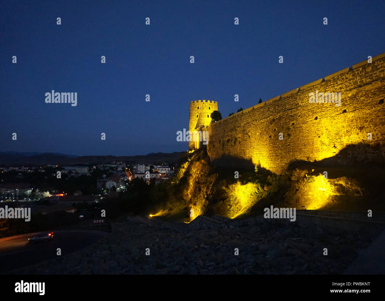 Akhaltsikhe Rabati Castle Fortress Complex Illuminated Tower and Wall ...