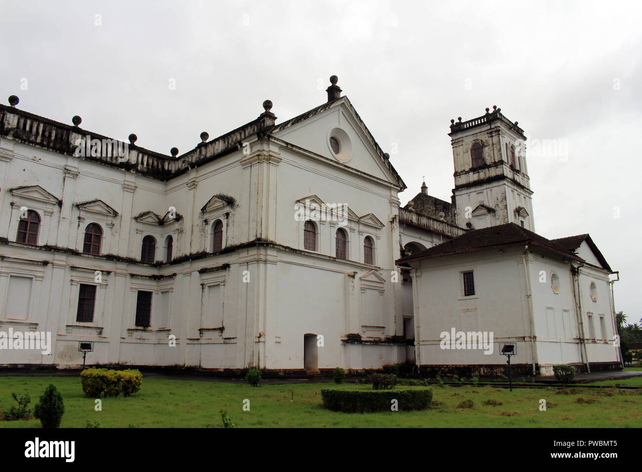The white majestic Se Cathedral of Old Goa (Goa Velha). Taken in India ...