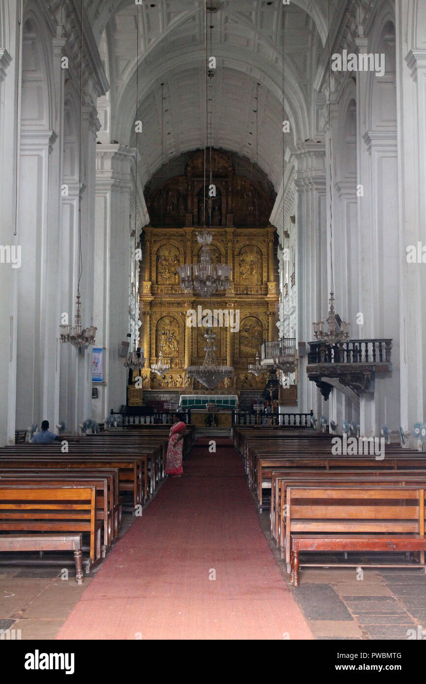 The interior of Se Cathedral of Old Goa (Goa Velha). Taken in India ...