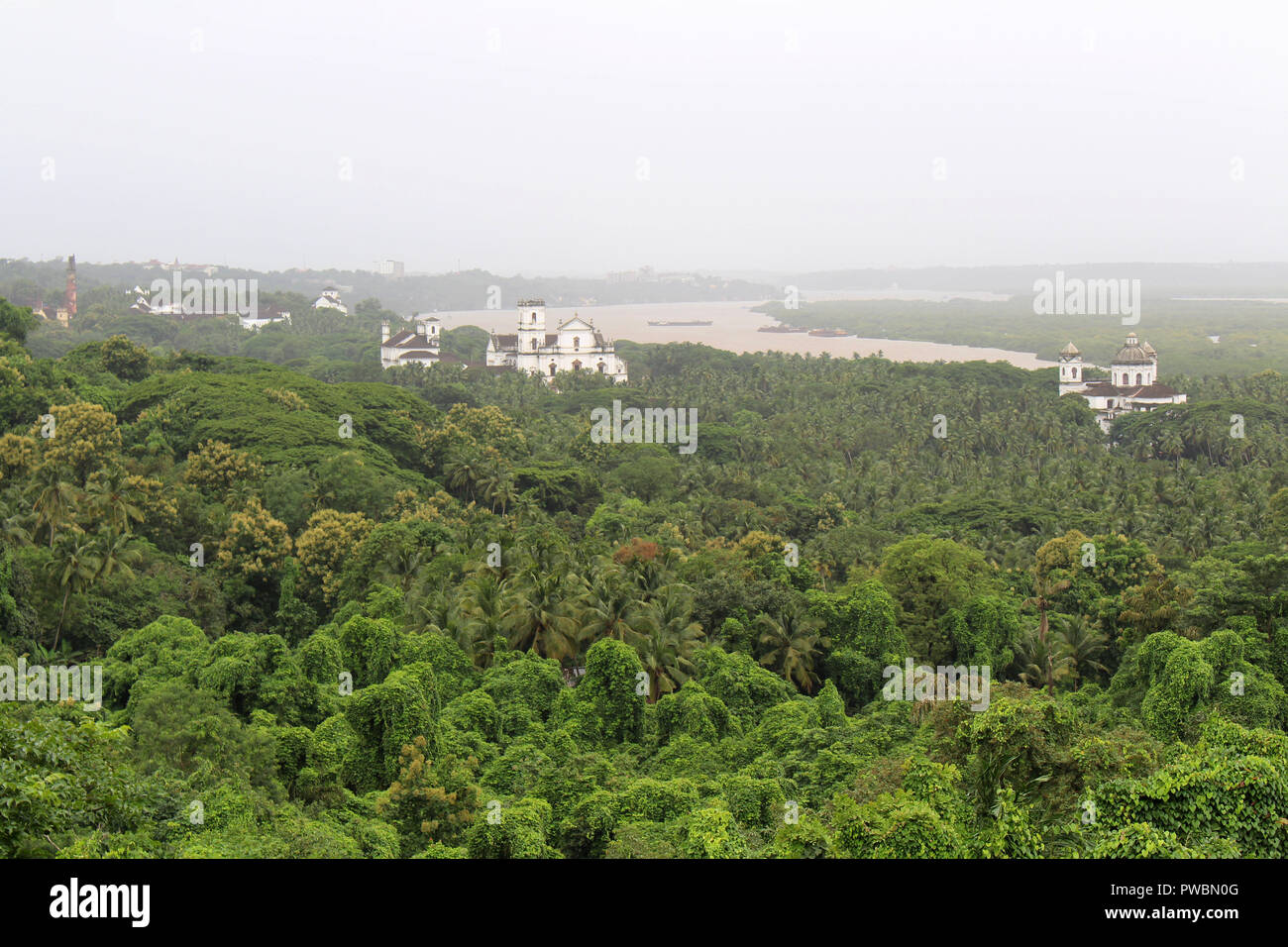 The view of Old Goa (Goa Velha) as seen from the hill of The Church of ...
