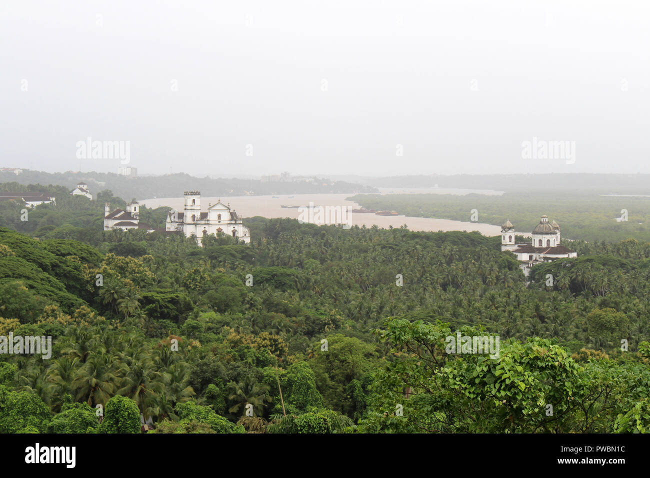 The view of Old Goa (Goa Velha) as seen from the hill of The Church of ...