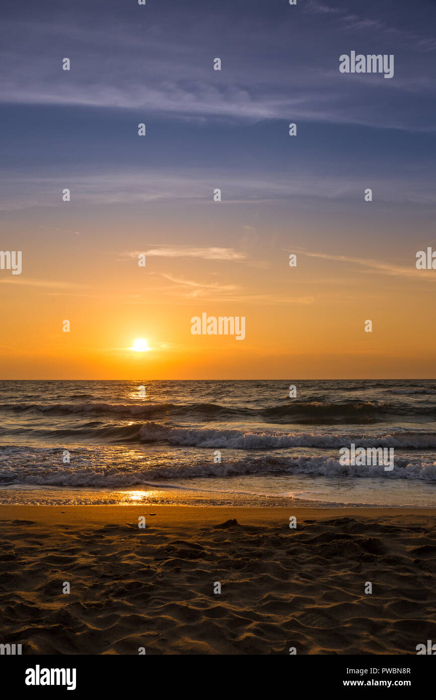 Italian Beach and Adriatic Sea during Sunset, Europe Stock Photo - Alamy