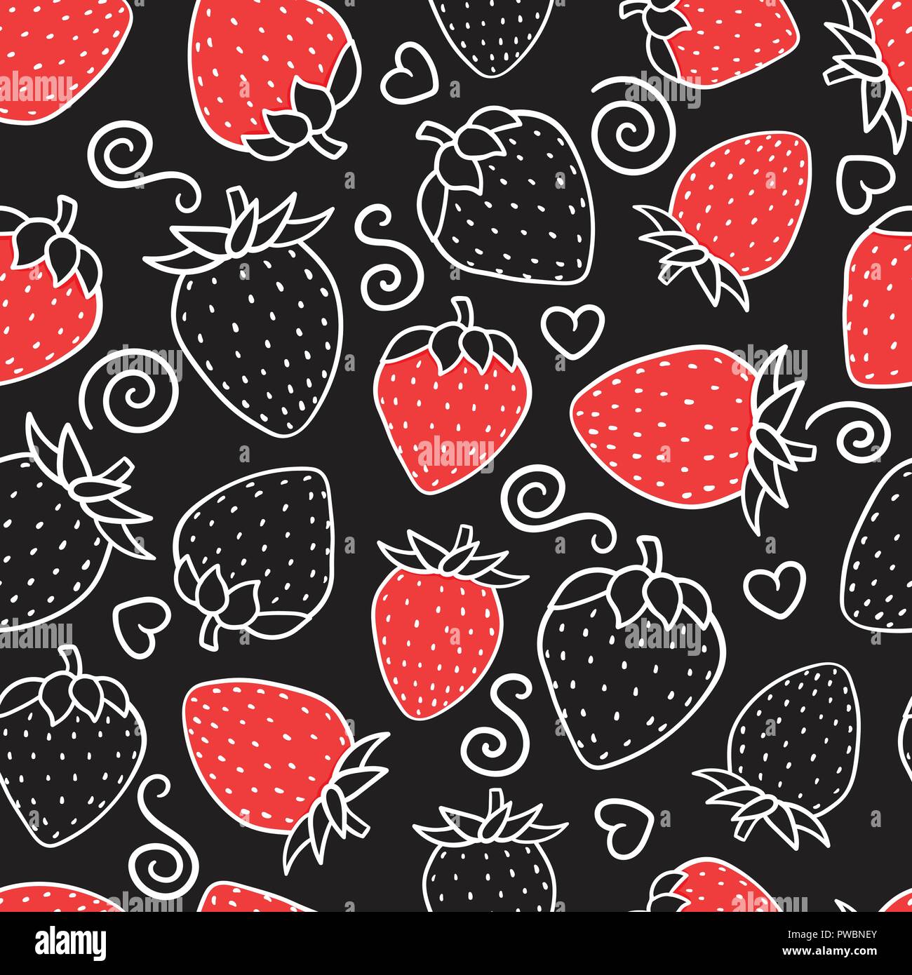 Hand drawing Strawberry Fashion white sketch seamless pattern isolated ...