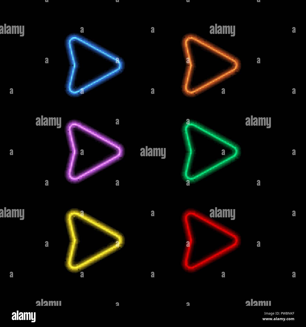 Set of neon pointers on a black background. Vector illustration Stock ...